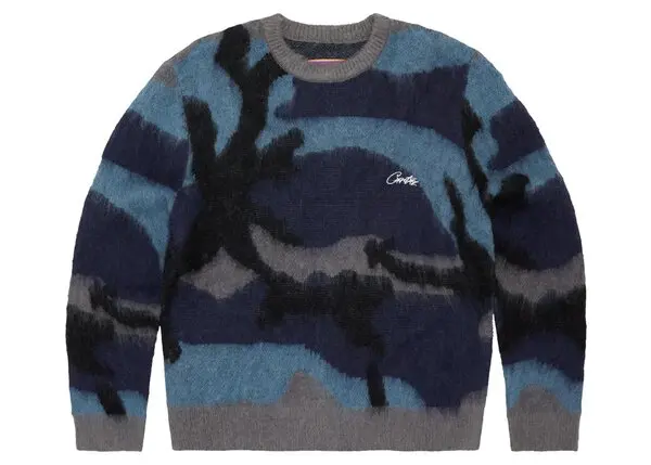 Corteiz Mohair Knit Sweater - Ocean Camo | Editorialist